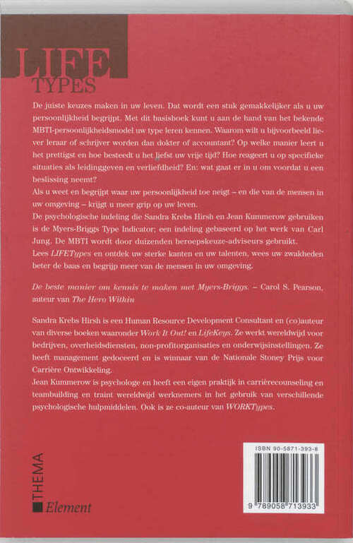 LIFETypes, Sandra Krebs Hirsh, Jean Kummerow | Boek | 9789058713933 | Bruna