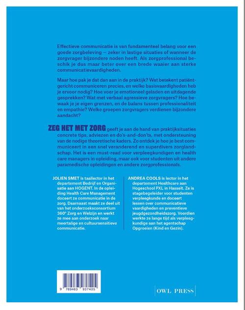 Zeg het met zorg, Andrea Cools, Jolien Smet | Boek | 9789463937412 | Bruna
