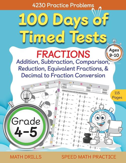 100 Days of Timed Tests, Fractions Practice, Comparing Fractions ...